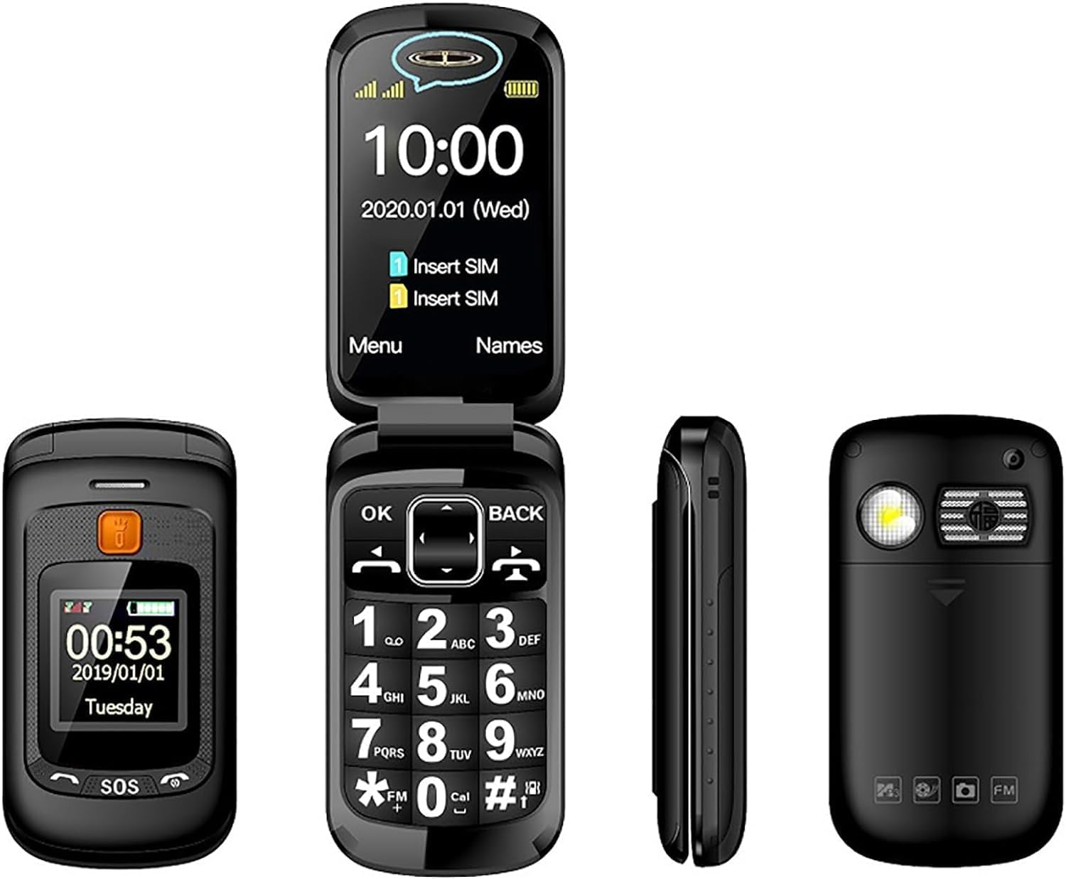 Unlocked Flip Cell Phone, Backup Machine for The Elderly/Children, 2800 ...