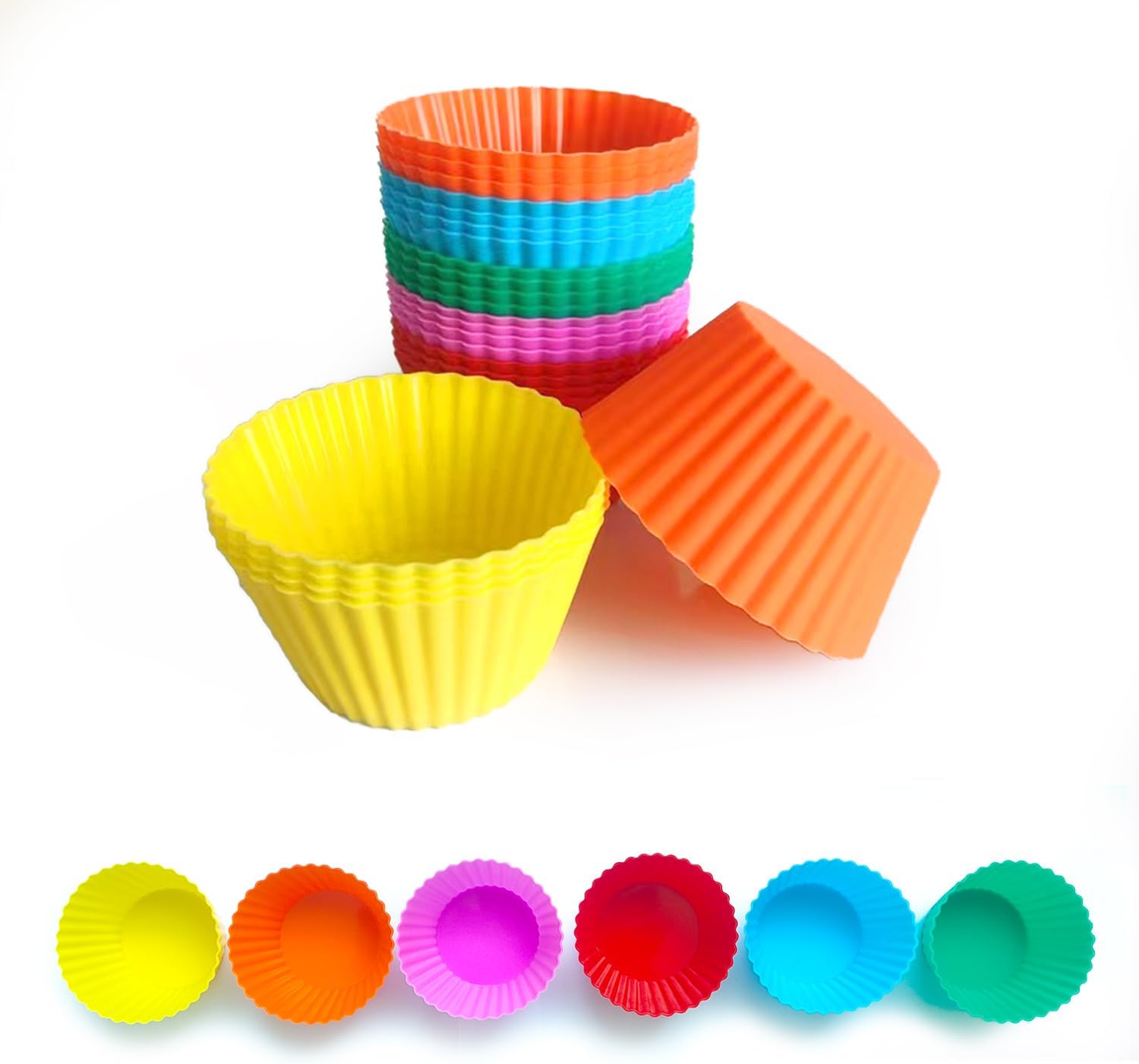 Amazon.com: SOV Reusable Silicone Cupcake Liners 24 PCS, Baking Muffin ...