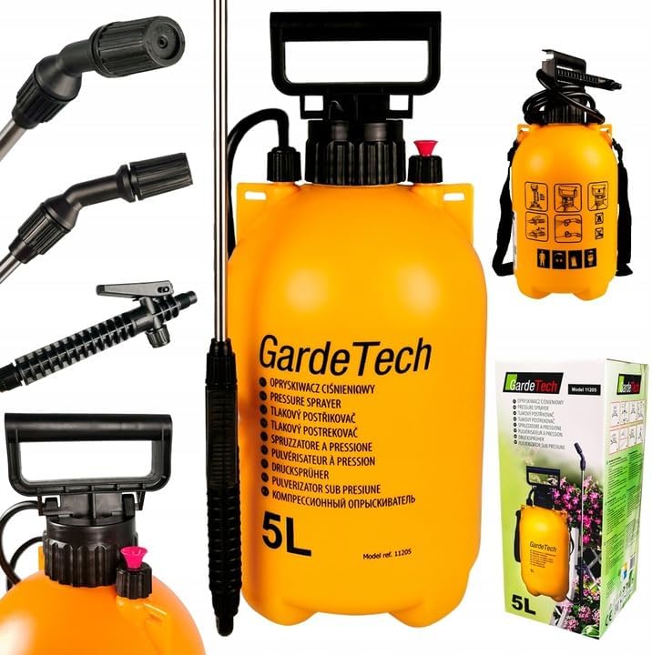 GardeTech Druksproeier, inhoud 5 liter, tuinsproeier met verstelbaar ...