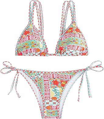 Women Triangl Bikini 2 Piece Floral Pattern High Waist Bikini Sets ...