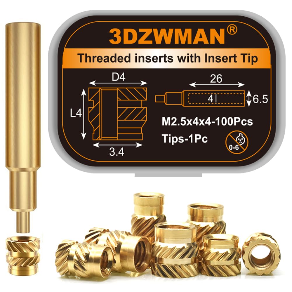 Snapklik.com : M2.5 Threaded Inserts For plastic-100Pcs M25xL4xD4