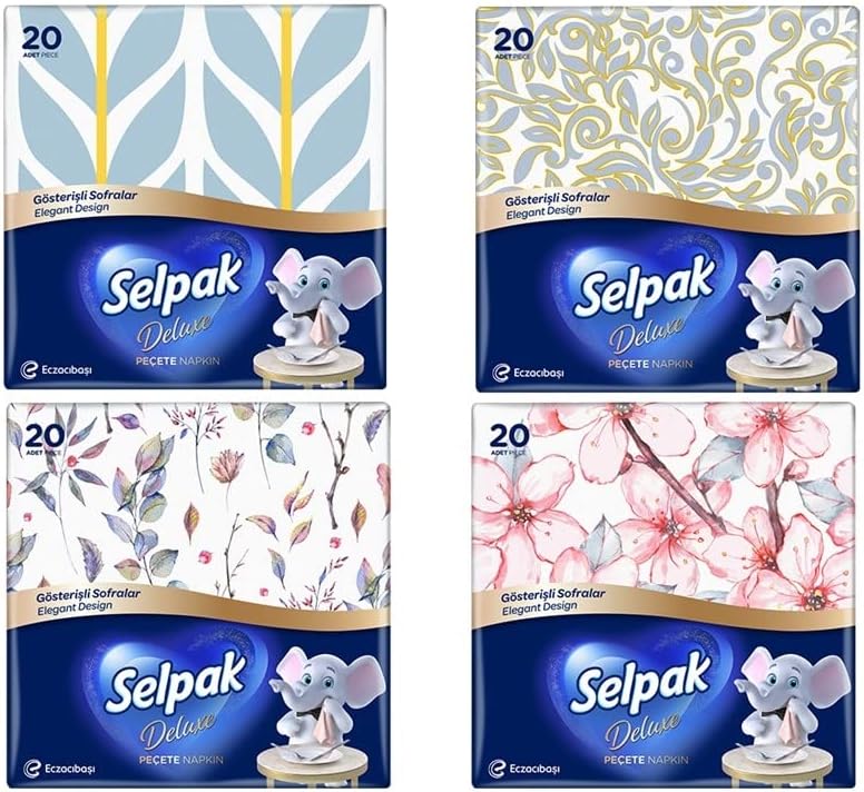 Selpak Extra Printed Napkins 3ply 20s Combo Pack of 4 Assorted Prints ...