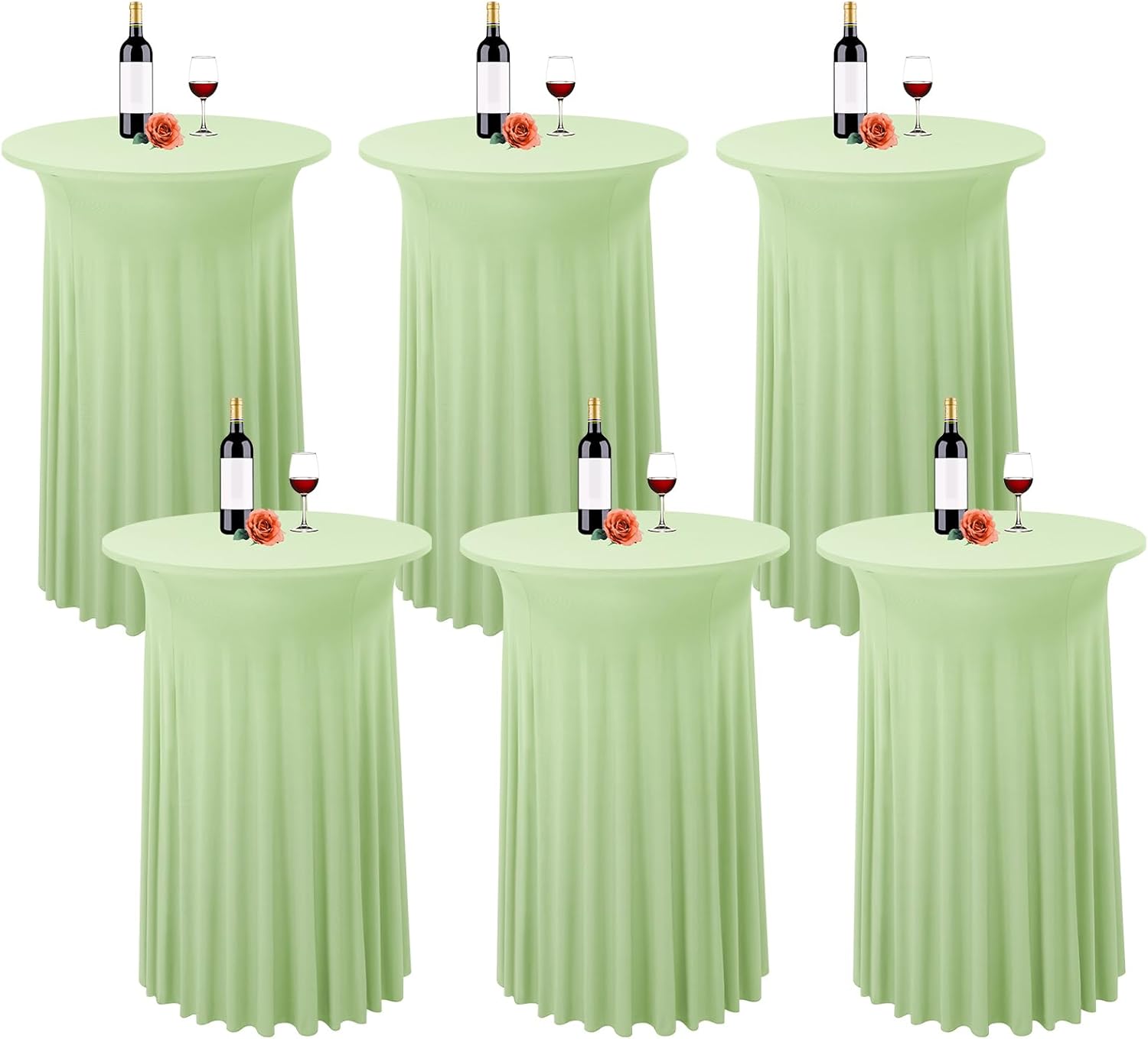 Amazon.com: 6 Packs 32"x 43" Round Cocktail Table Skirt,Spandex Stretch ...