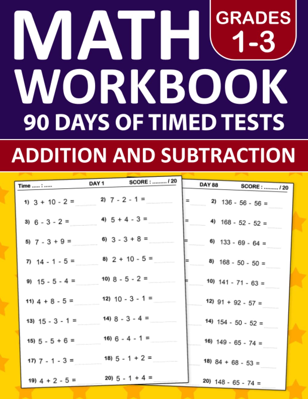 Buy Math Workbook Addition and Subtraction For Grades 1-3 | 90 Days of ...