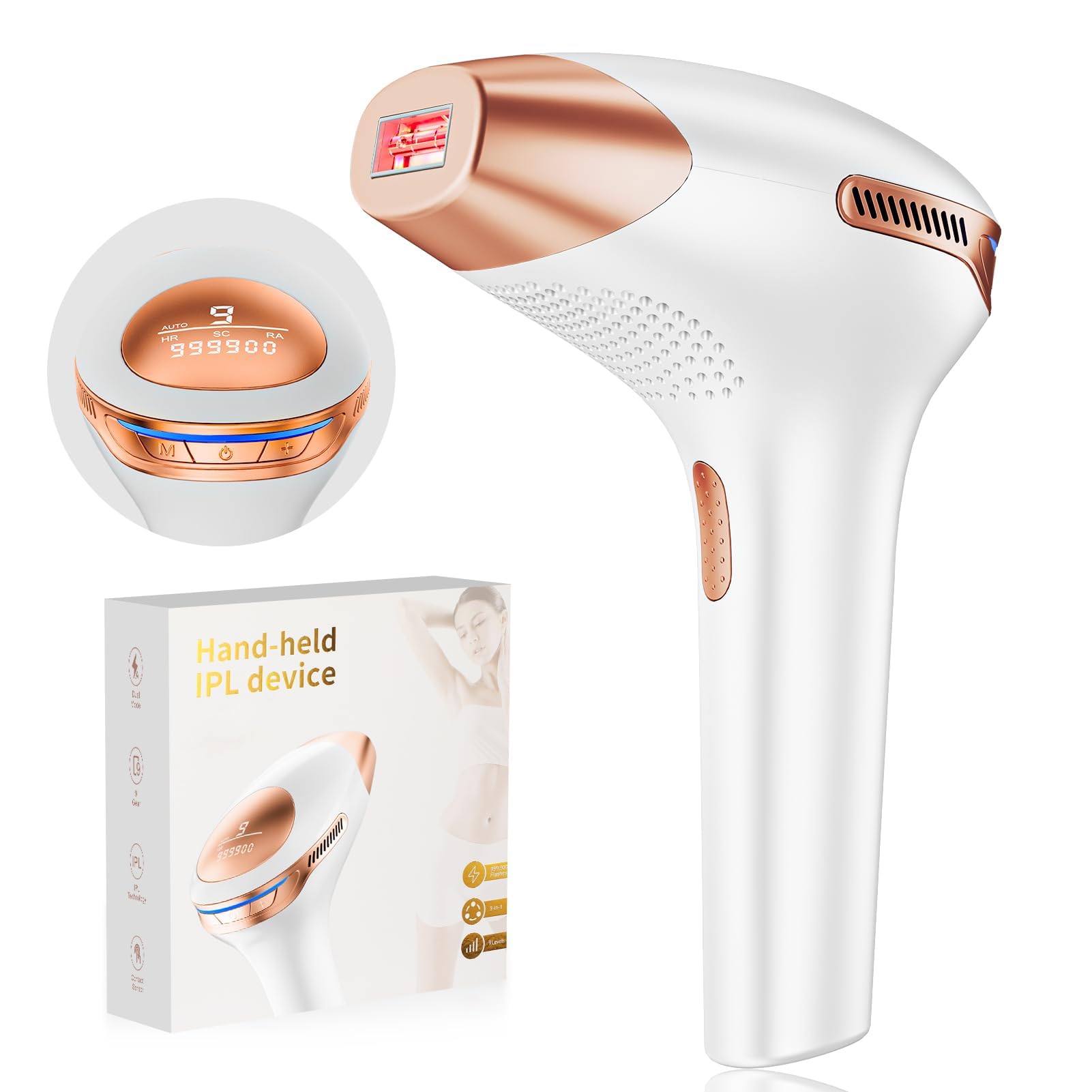 IPL Hair Removal Device Laser, 3 Advanced Functions-HR/SC/RA, 9 Energy ...