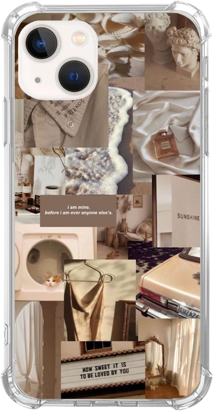 Amazon.com: SVNICFYA Aesthetic Beige Collage Phone Case for iPhone 14 ...
