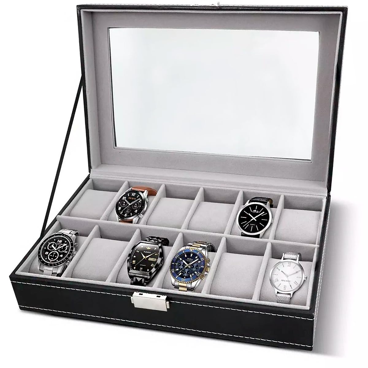 KITUL Caja Organizadora de Relojes para Hombre, Relojero, 12 Espacios ...