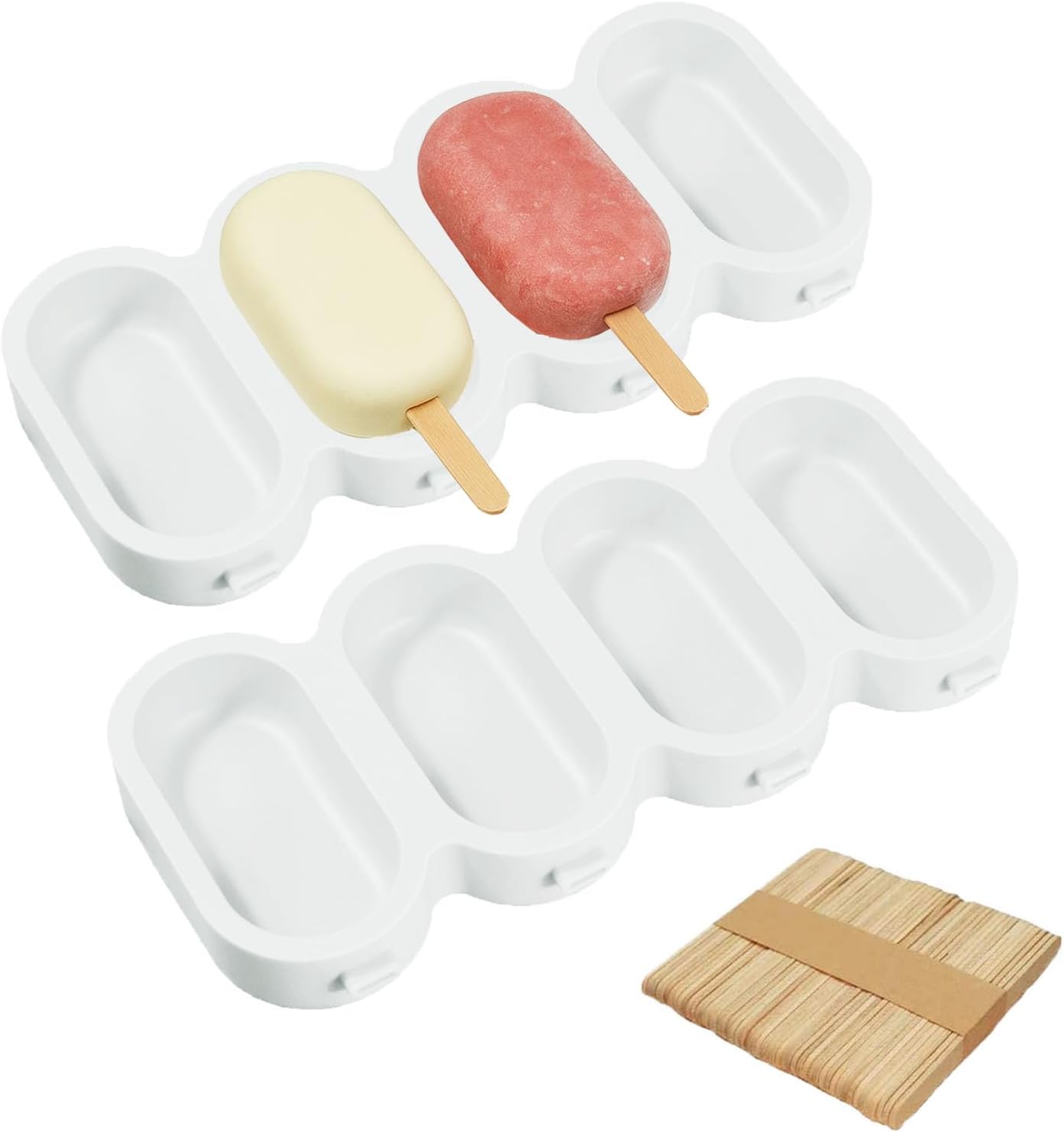 Ice Lolly Mould, 2 Pieces Popsicle Mould Silicone Ice Cream Moulds with ...