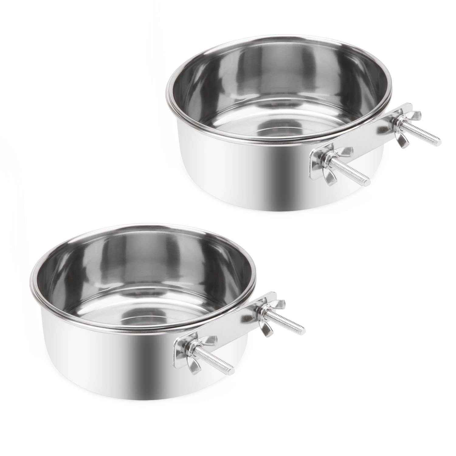 Pet Supplies : Wontee Pet Food Water Bowl with Clamp Holder Stainless ...
