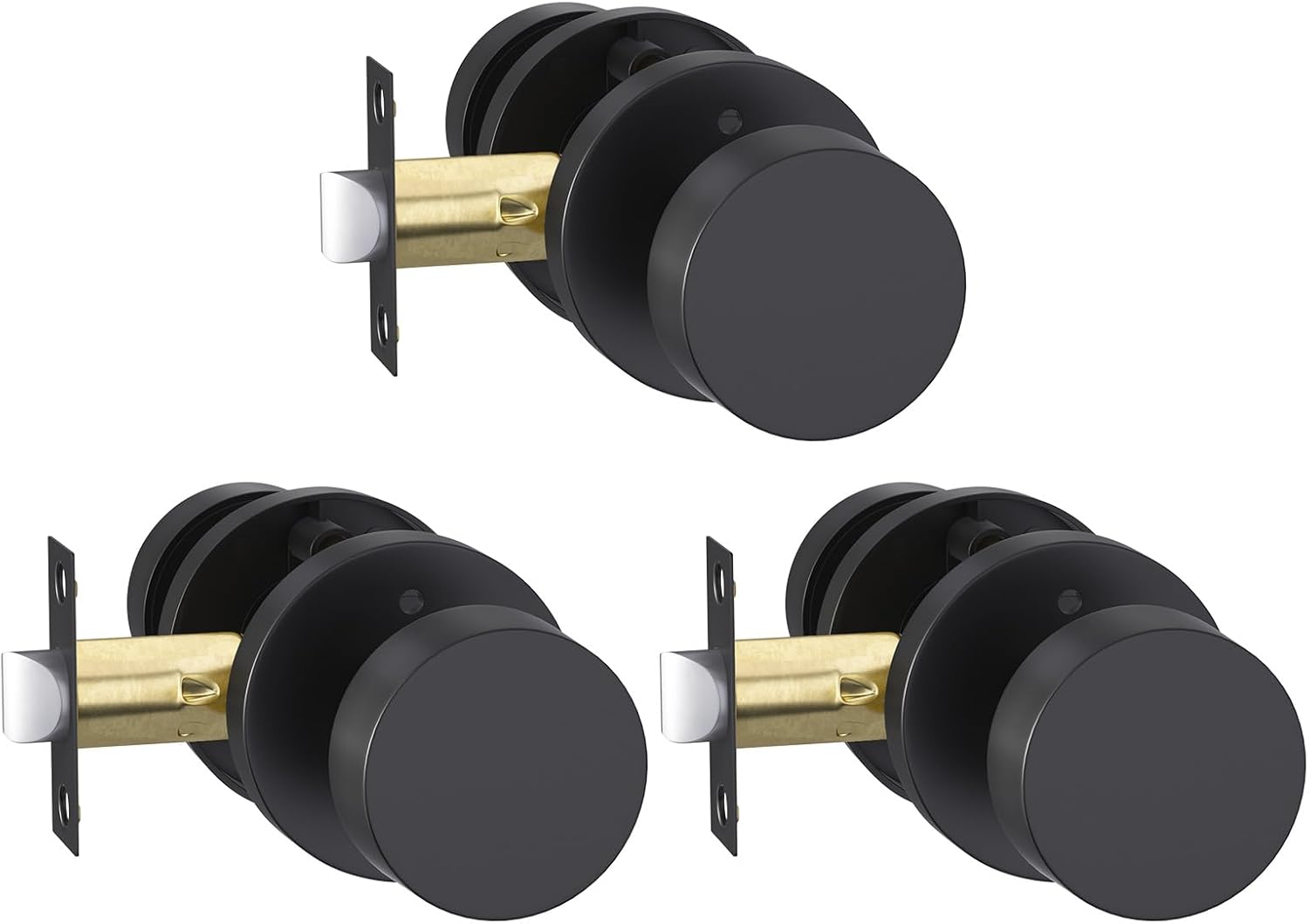 goldenwarm 3 Pack Black Interior Door Knobs, Zinc-Alloy Matte Black Privacy Door Knobs, Matte ...