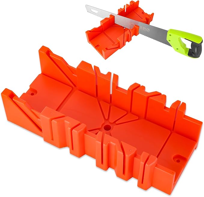 DNA MOTORING 1pc Miter Saw Box Plastic Clamping with 90, 45, and 22-1/2 ...
