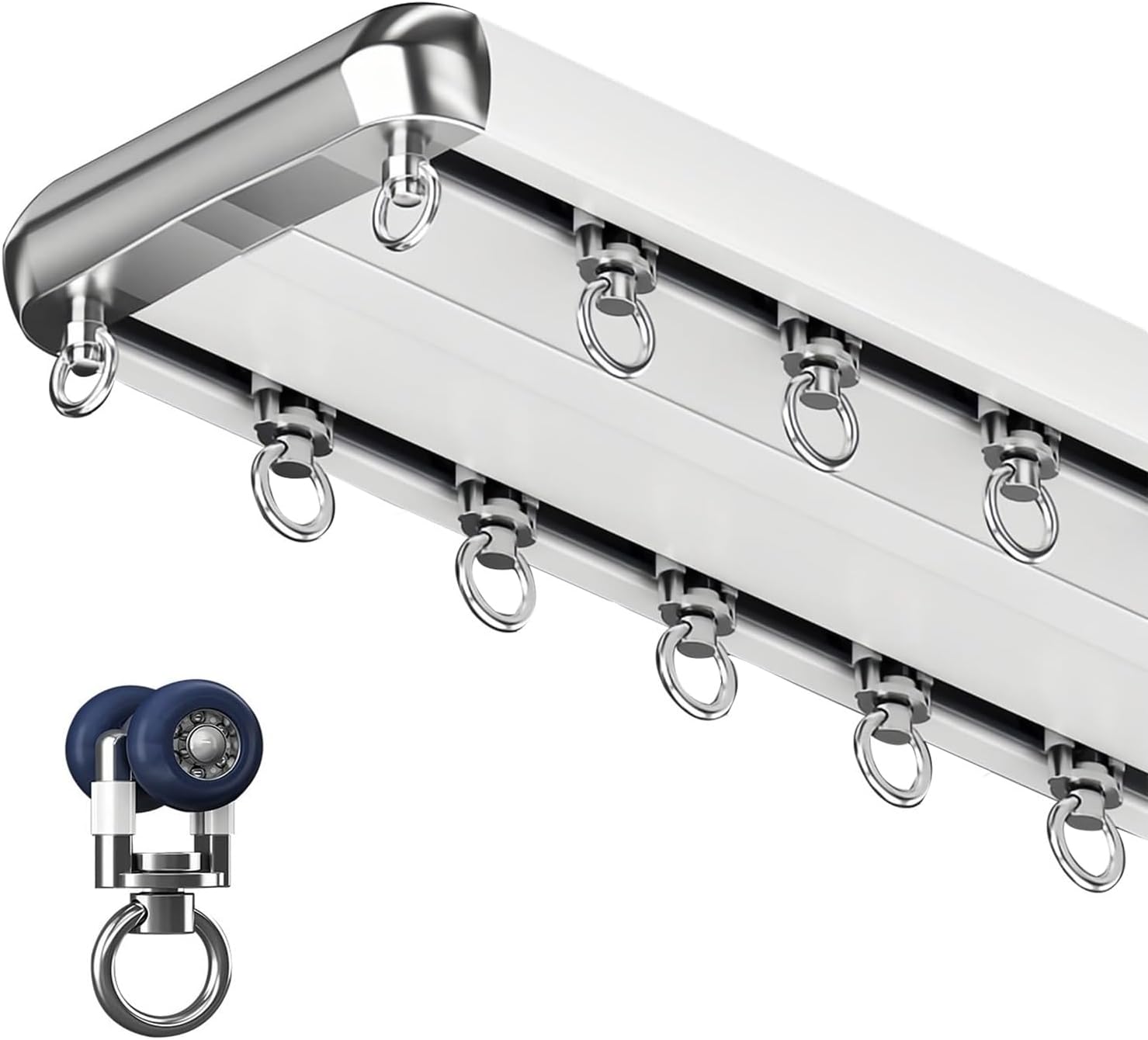 Heavy-Duty Aluminum Curtain Track System - Double Rail Ceiling Mount ...