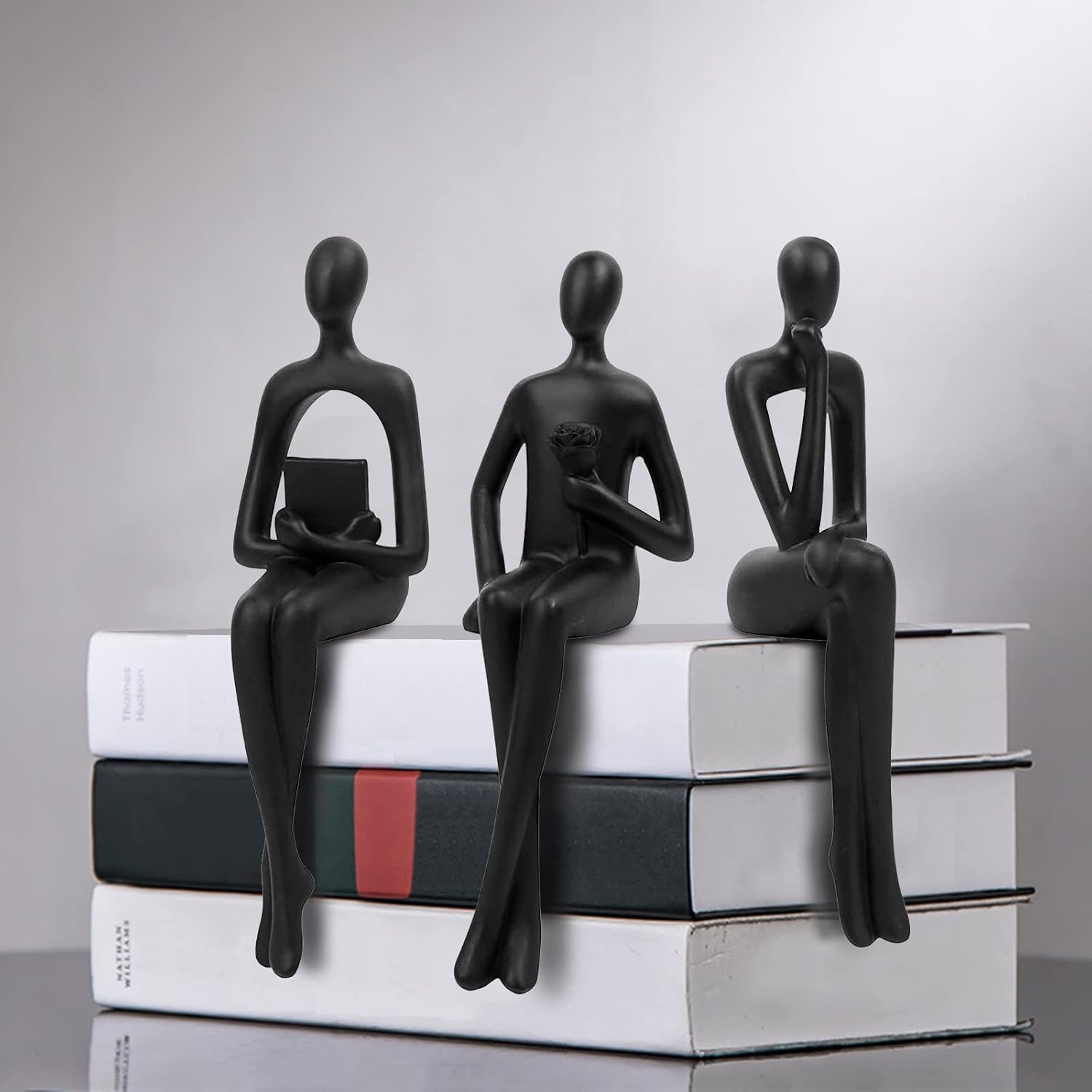 3Pcs Gold Decor Thinker Statues Bookshelf Sculpture, Modern Abstract ...