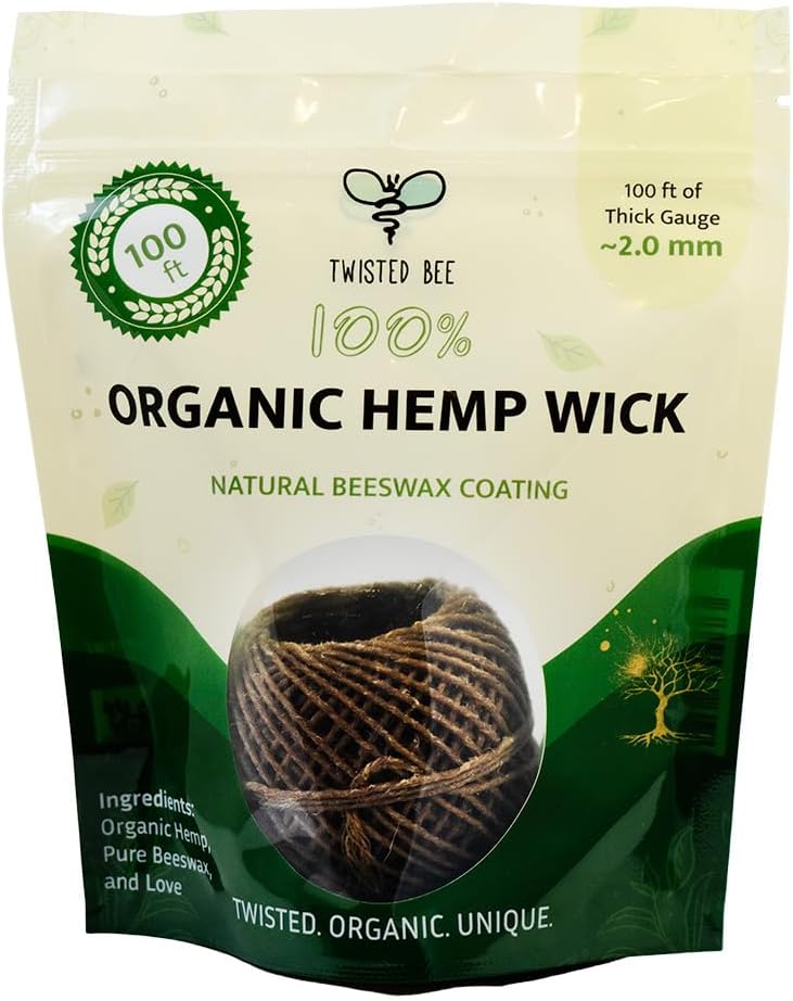 Amazon.com: RAW Natural Unbleached Hemp & Beeswax Hemp Wick 100 feet ...