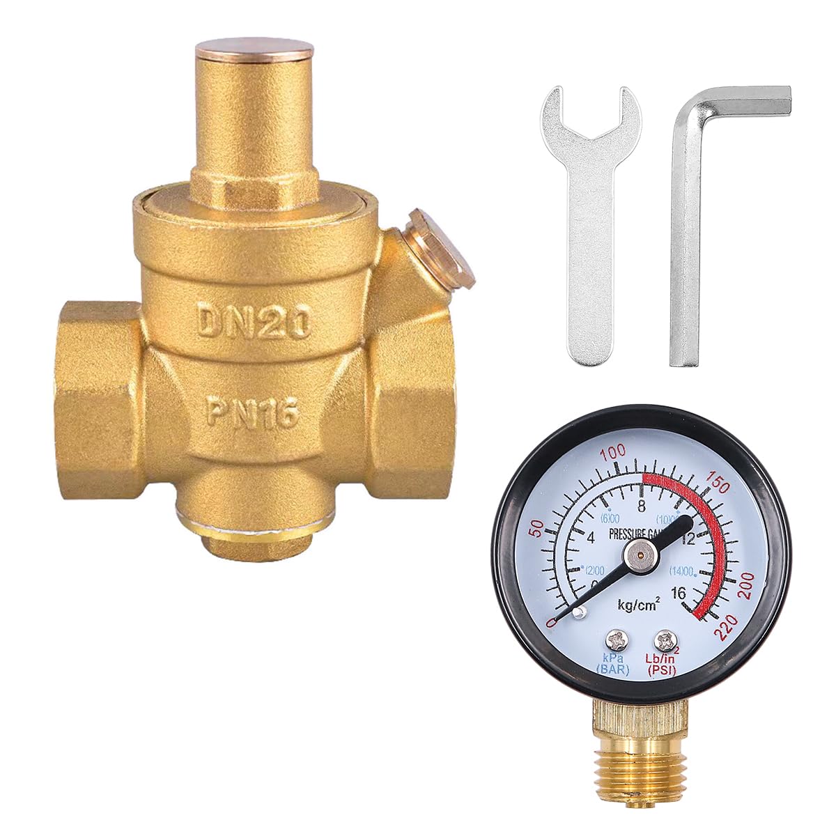 ANCLLO Water Pressure Reducer DN20 3/4 Inch Brass Pressure Regulator ...
