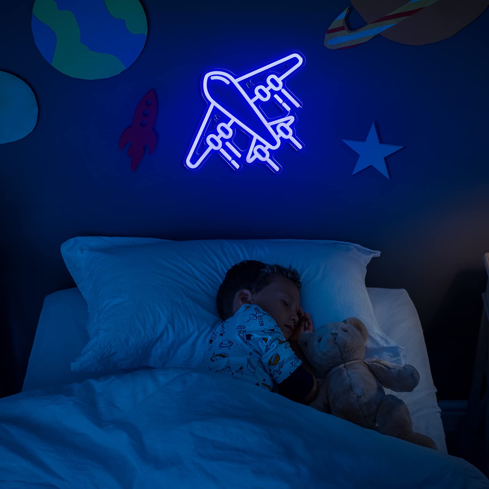 Snapklik.com : Neon Signs For Boys Room LED Air Plane Neon Sign USB ...