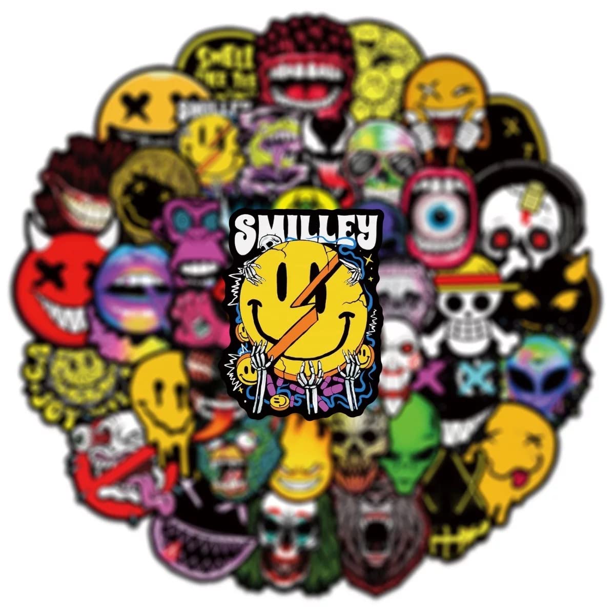 HNTR Grimace Face Stickers | 50 Twisted Horror Scary Decals – BigaMart