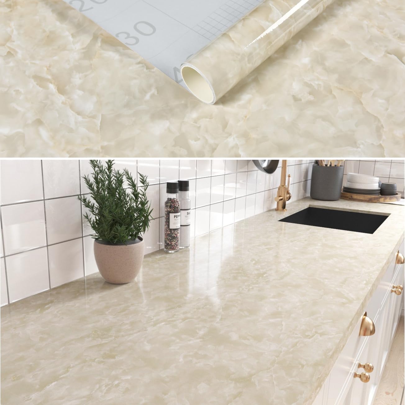 Wecreatemore Large Marble Vinyl Self Adhesive Vinyl Wrap, Marble Sticky ...