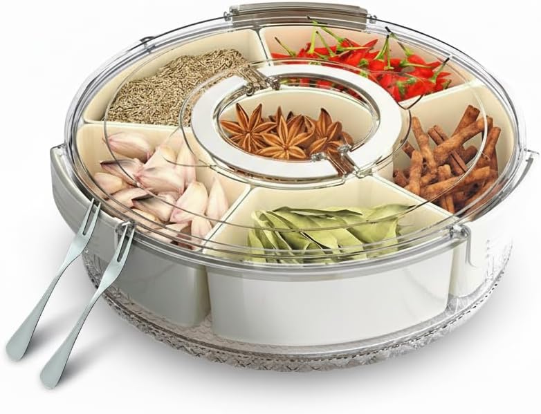 Amazon.com: Divided Rotating Snackle Box Container, Veggie Tray with ...