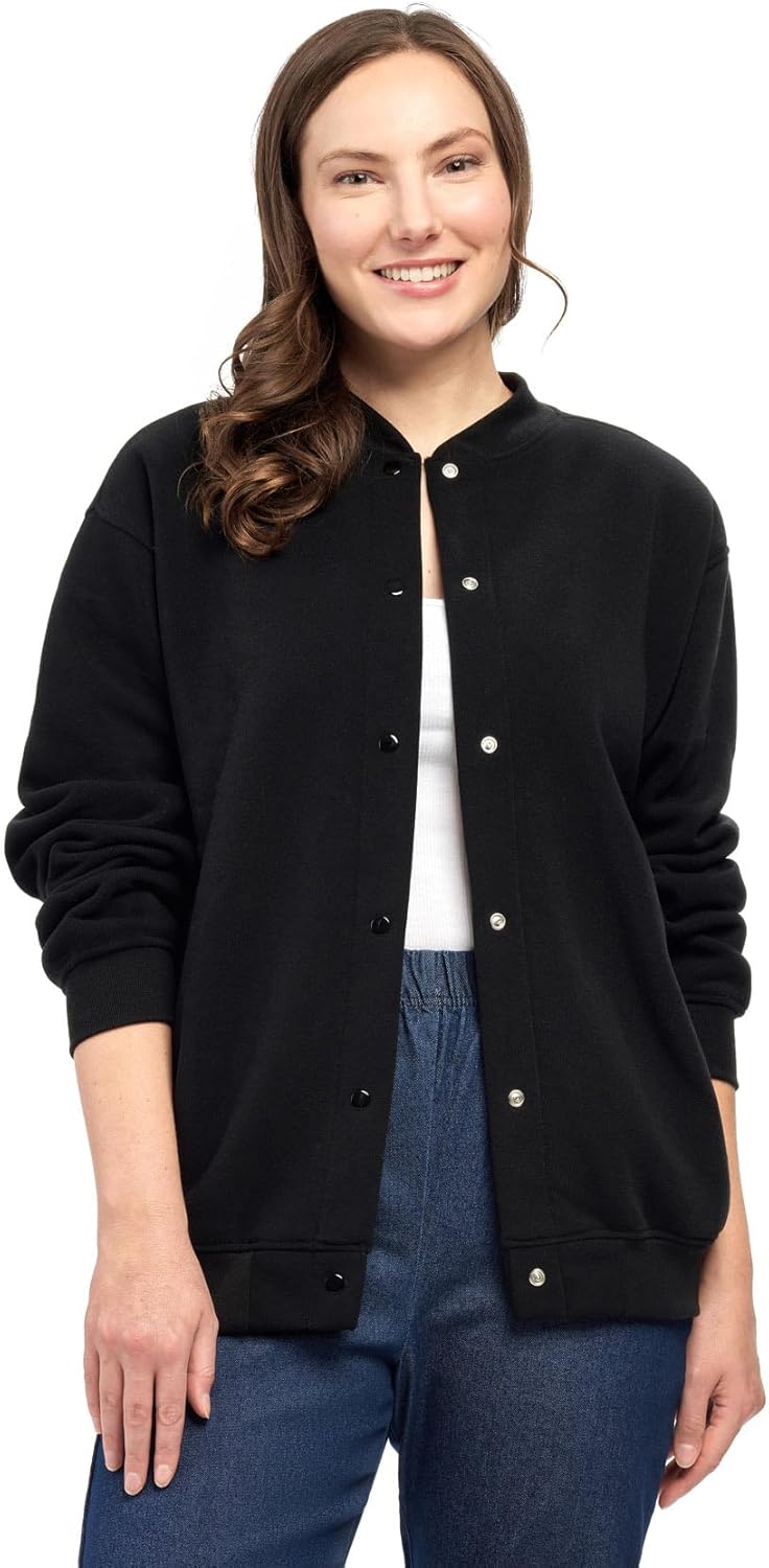 Amazon.com: Womens Snap Up Jacket - Soft, Fleecy Lining for Three ...