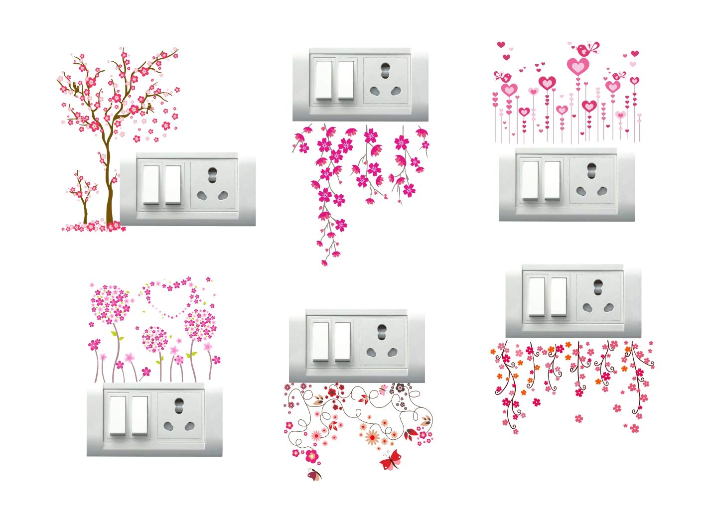 Buy Sticker Studio Pink Floral Switchboard Sticker and Decals Viny ...