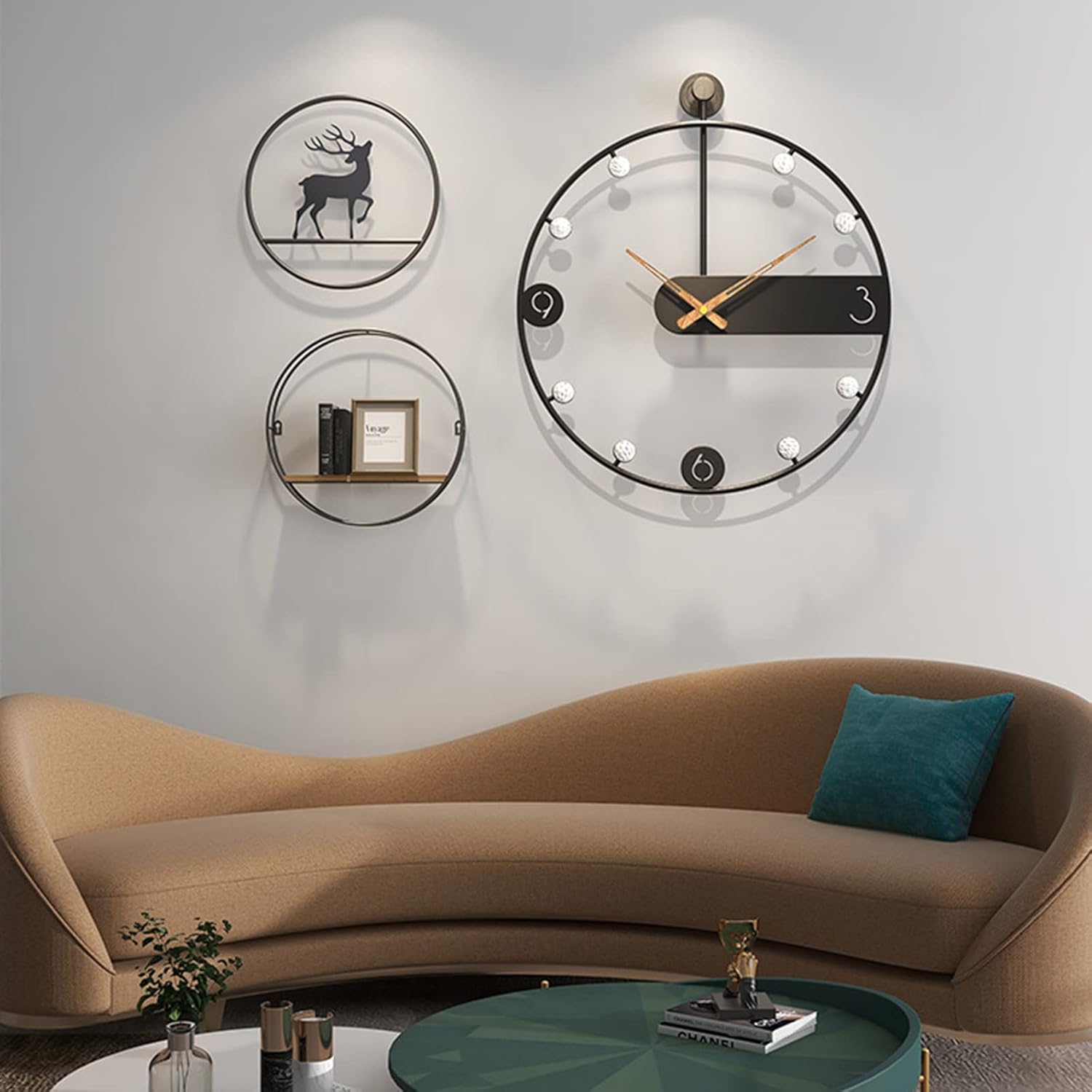 Wall Clocks for Living Room Decor, Large Modern Black Wall Clock with ...