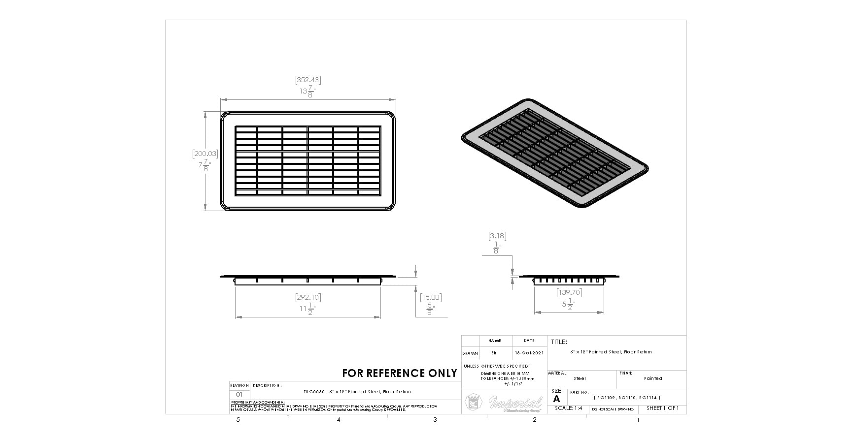 Snapklik.com : Imperial RG1109 6 X 12-Inch Heavy Gauge Steel Floor ...