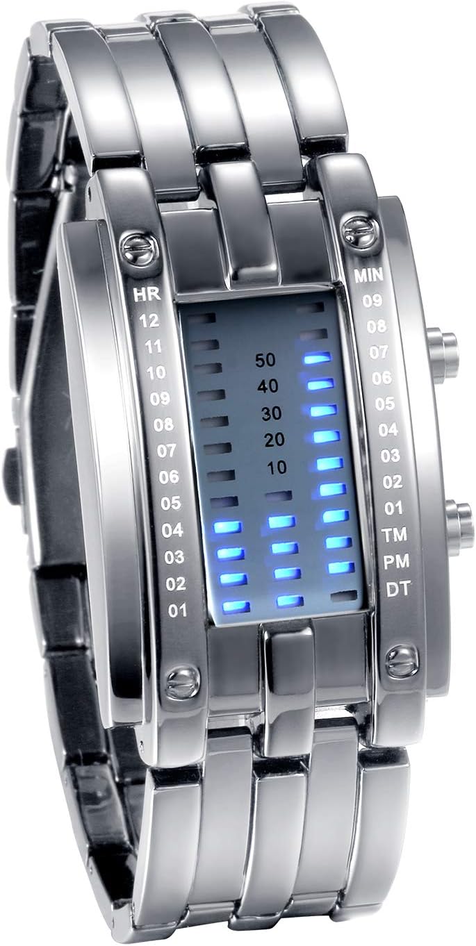 JewelryWe Mens Womens Digital Watch LED Binary 30M Waterproof Watches ...