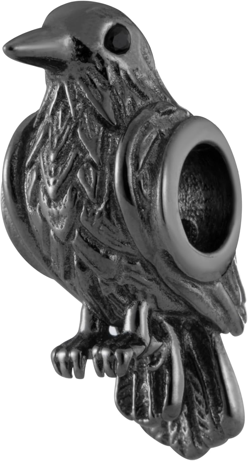 Amazon.com: Bolenvi Crow Raven Black Bird Charm Bead, 925 Sterling ...