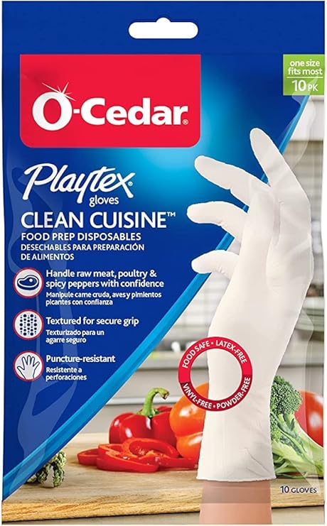 Playtex Clean Cuisine White Nitrile Disposable Gloves, One Size Fits ...