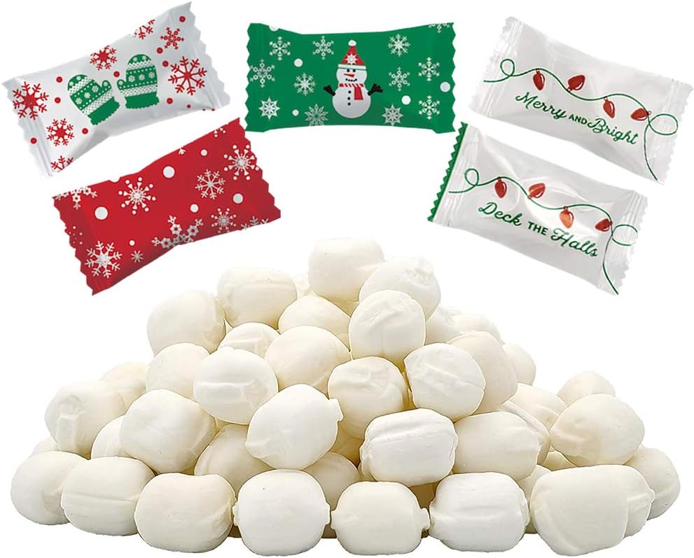 Amazon.com : Christmas Holiday Themed Peppermints 100 Count Wrapped ...
