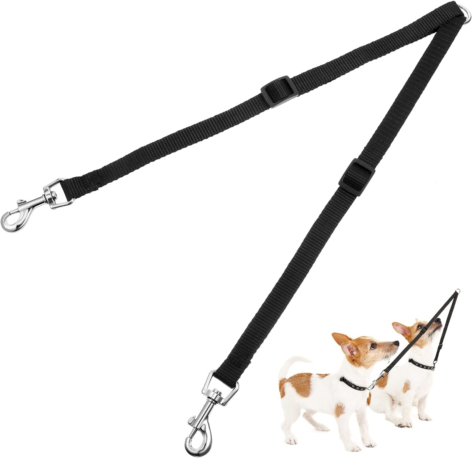 Double Dog Pet Lead Leash Splitter Coupler with Clip for Collar Harness ...