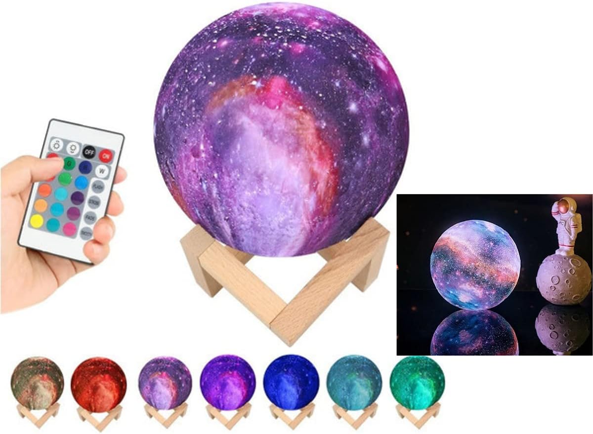 ML Luminária Galaxy Lua Cheia 3D USB Touch 15cm Abajur C15b - Lâmpada ...