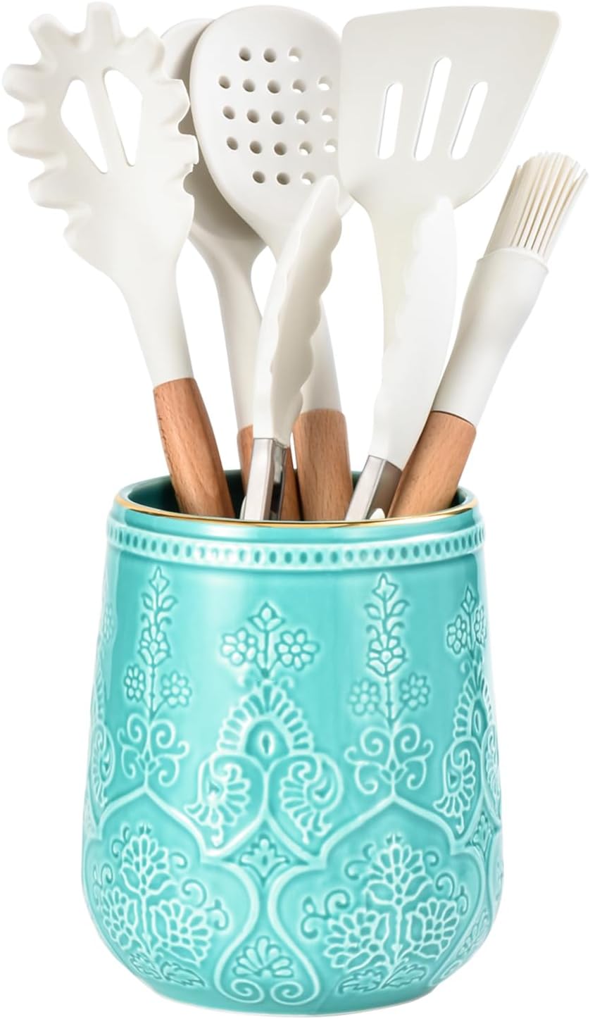 Amazon.com: Palais Essentials Ceramic Utensil Crock Utensil Holder ...