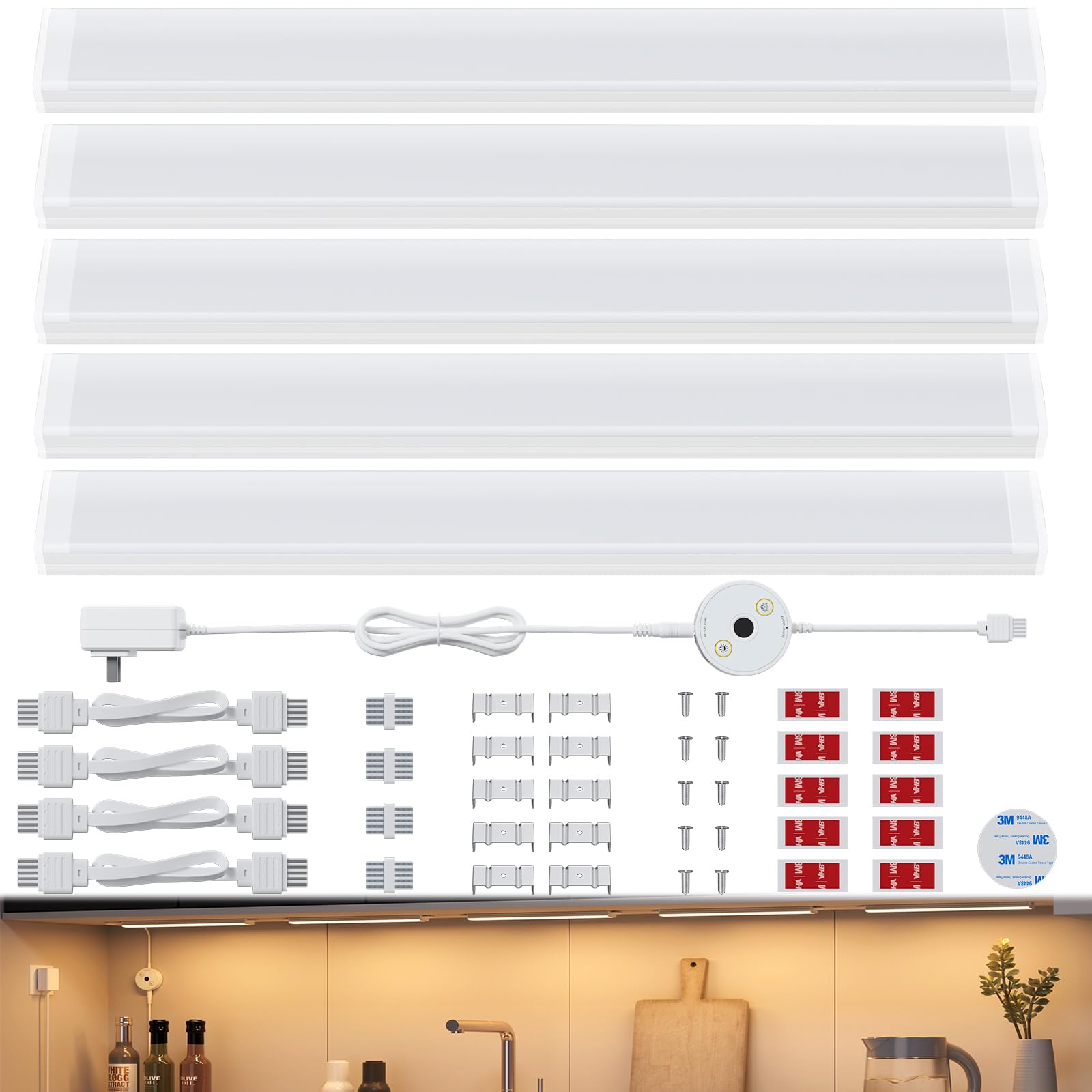 SIBI Under Cabinet LED Lights Plug in, 5 Pack 12 Inch Light Bars ...