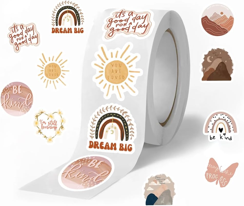 Amazon.com : letiezhi 500PCS Boho Inspirational Sticker Roll 10 Styles ...