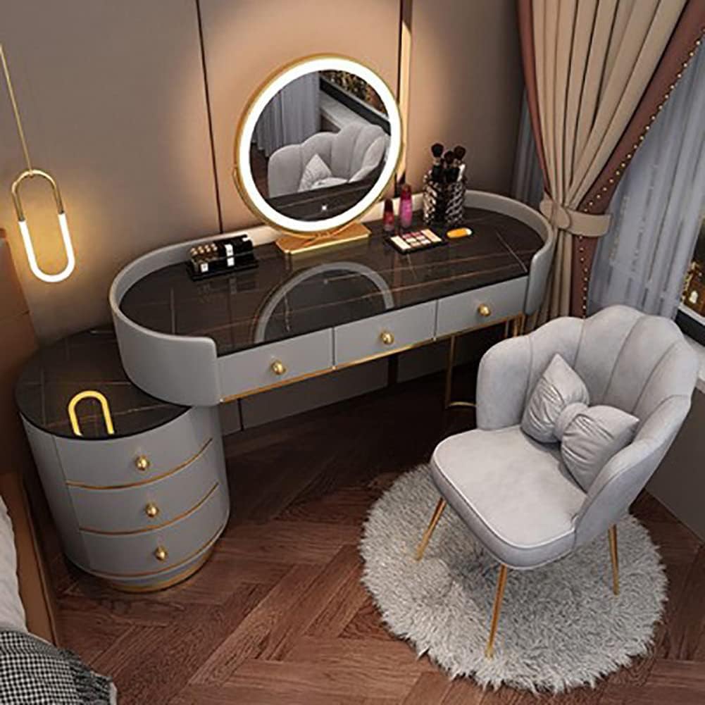 Amazon.com: KWOKING Slate Top Makeup Vanity Desk Dressing Table Stool ...