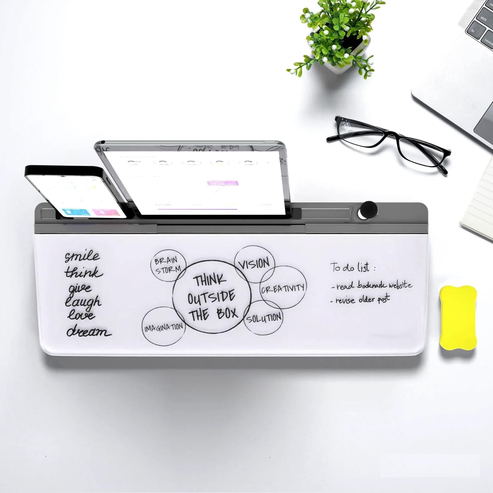 Mirramor Premium Glass Desktop Pad, Magnetic Dry Erase Whiteboard ...