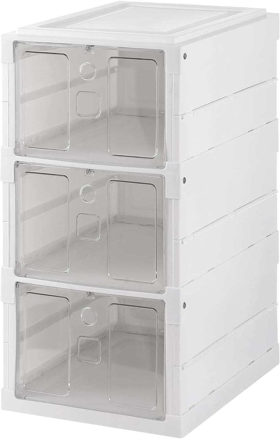 Amazon.com: 3 Tier Foldable Space-Saving Shoe Rack, Shoe Storage Boxes ...