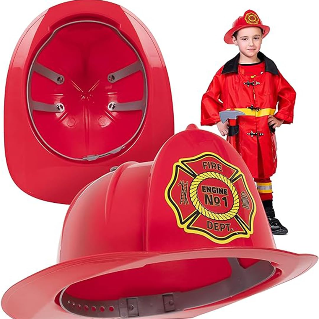 Snapklik.com : Kids Firefighter Costume Helmet Toy - Red Plastic ...