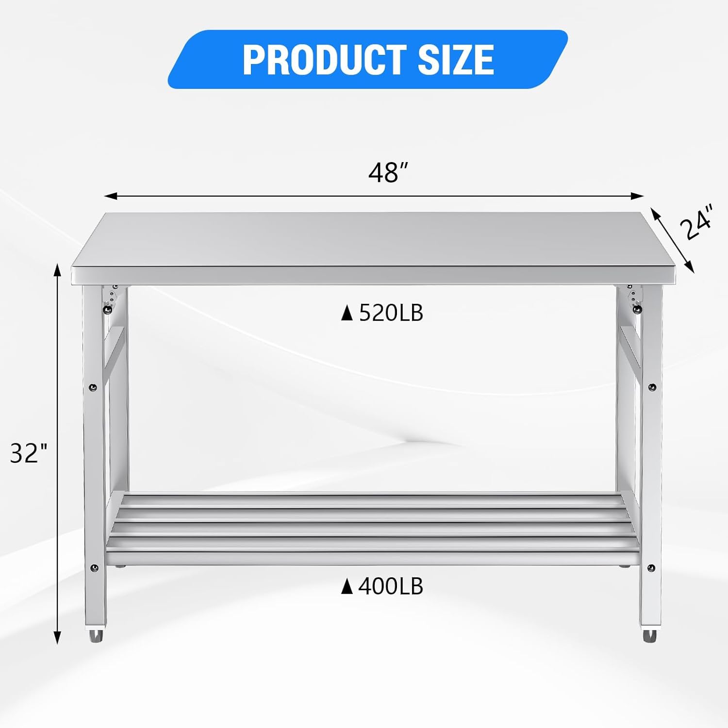 Commercial Prep Table Mioleu Stainless Steel Work Table 48x24 Inches ...