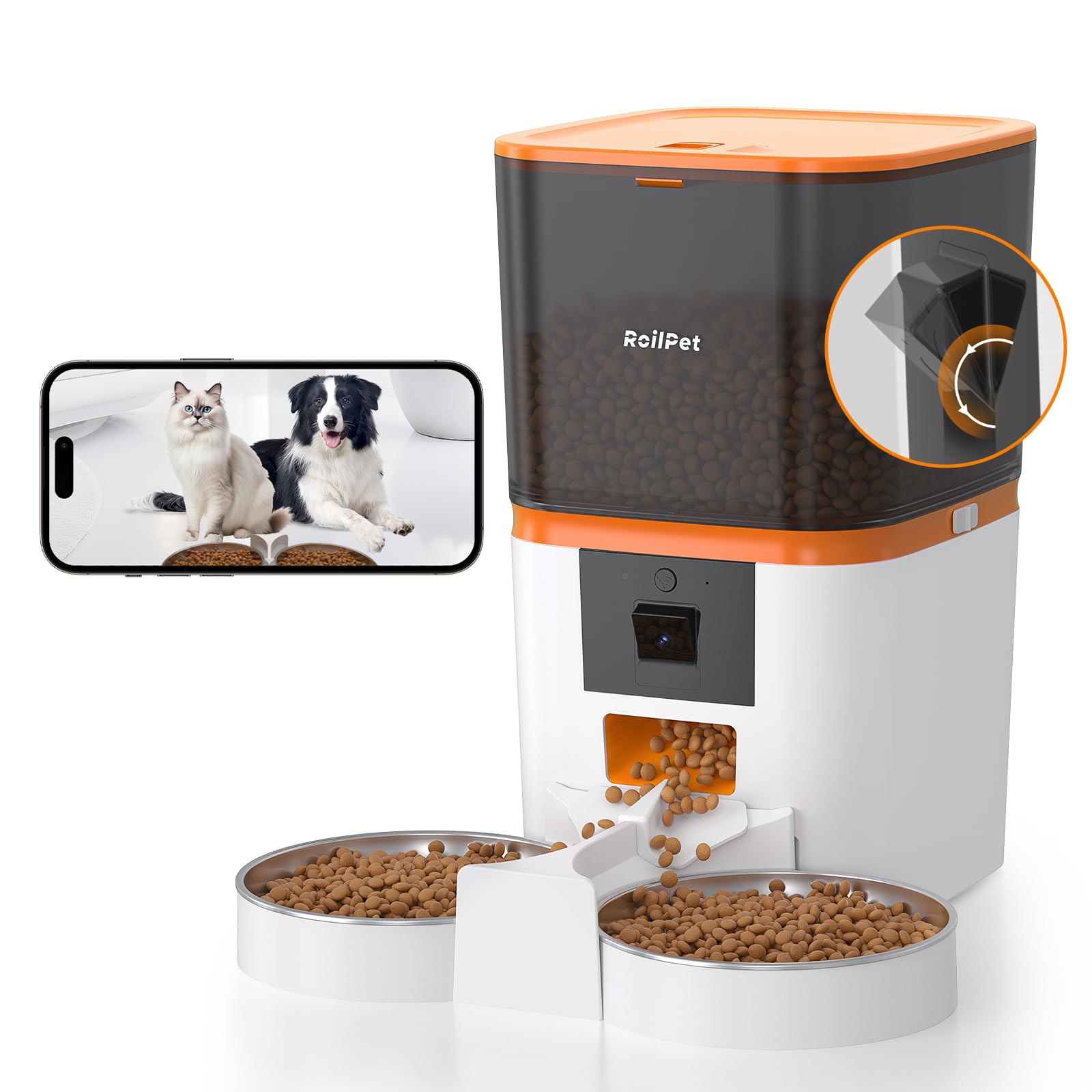 Amazon.com : Automatic Cat Feeder with Adjustable Camera for 2 Cats, 5G ...
