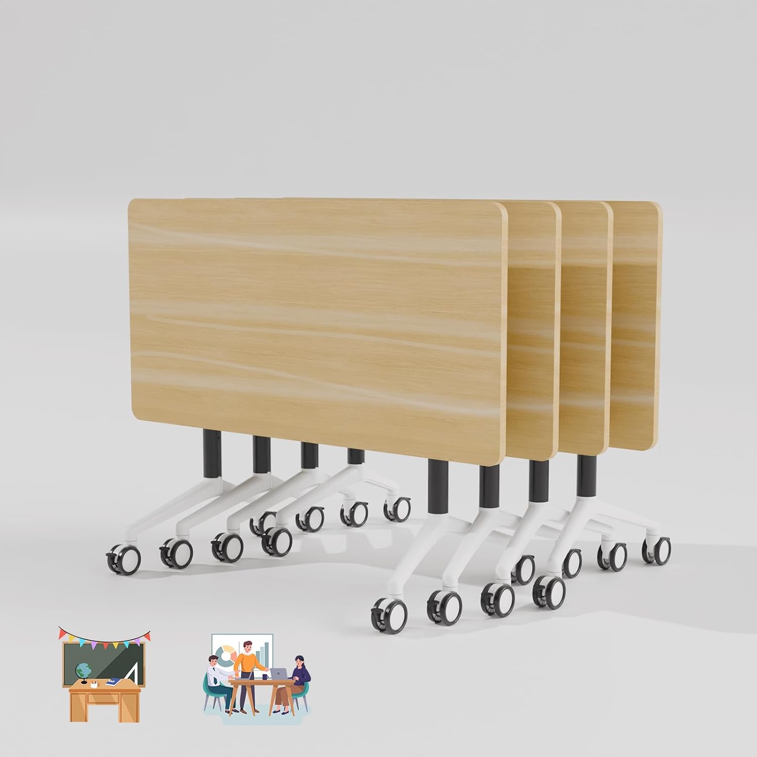 Amazon.com: 4 Pack Conference Table ,Foldable Conference Table with ...