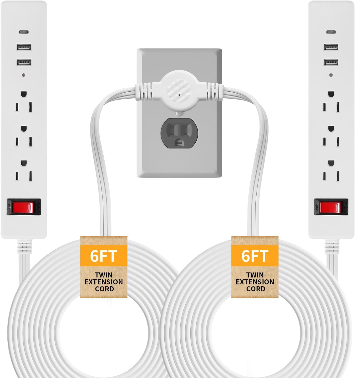 Amazon.com: Makevivi Twin Extension Cord - 12 FT Split Extension Cord ...