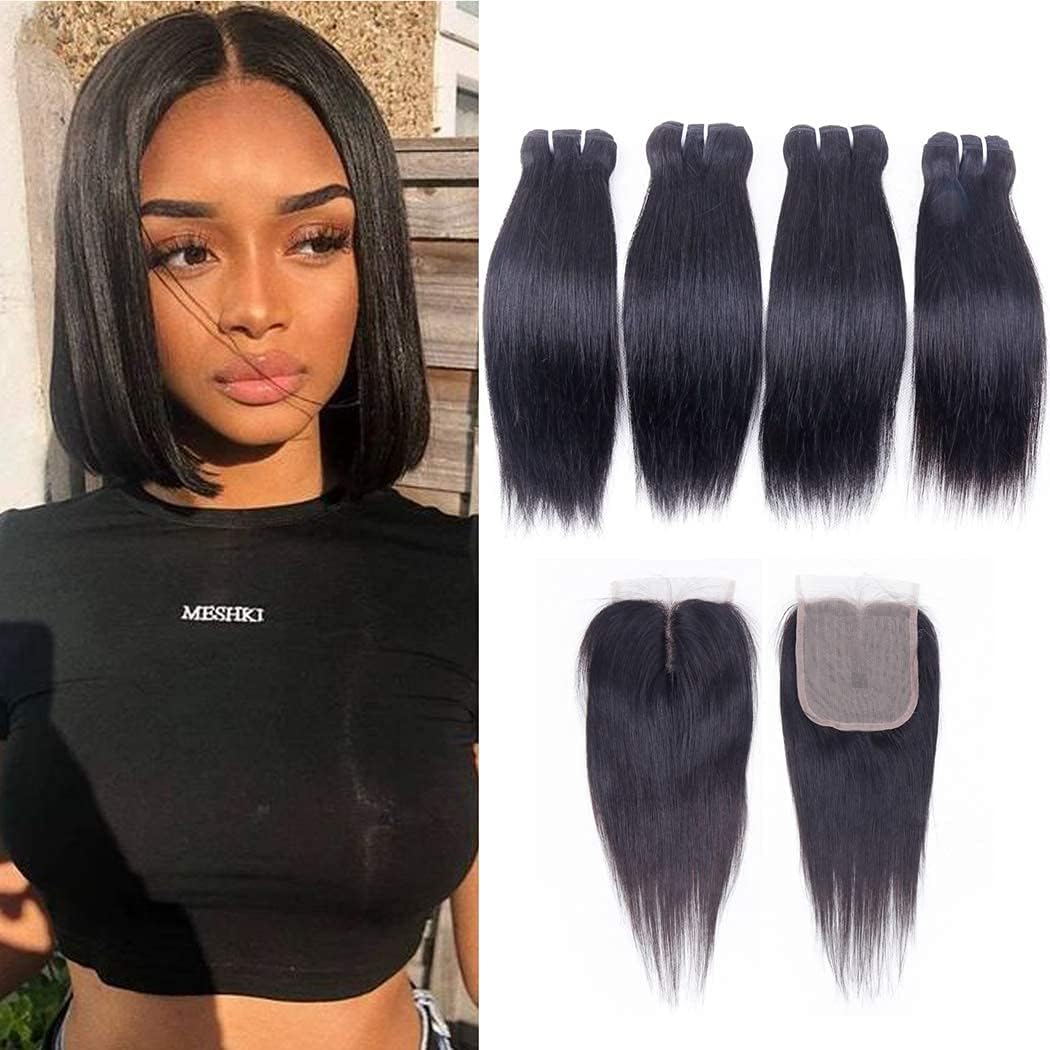 TOOCCI 4 Tissage Meche Naturelle Brésilien avec Closure Perruque ...