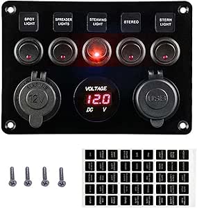 Amazon.com: 5 Gang 12V ON-Off Car Toggle LED Rocker Switch Circuit ...