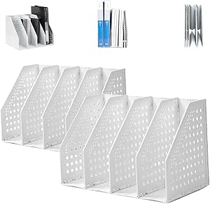 Amazon.com: deli 2 Pack 4 Vertical Compartment Binder Holder for Desk ...