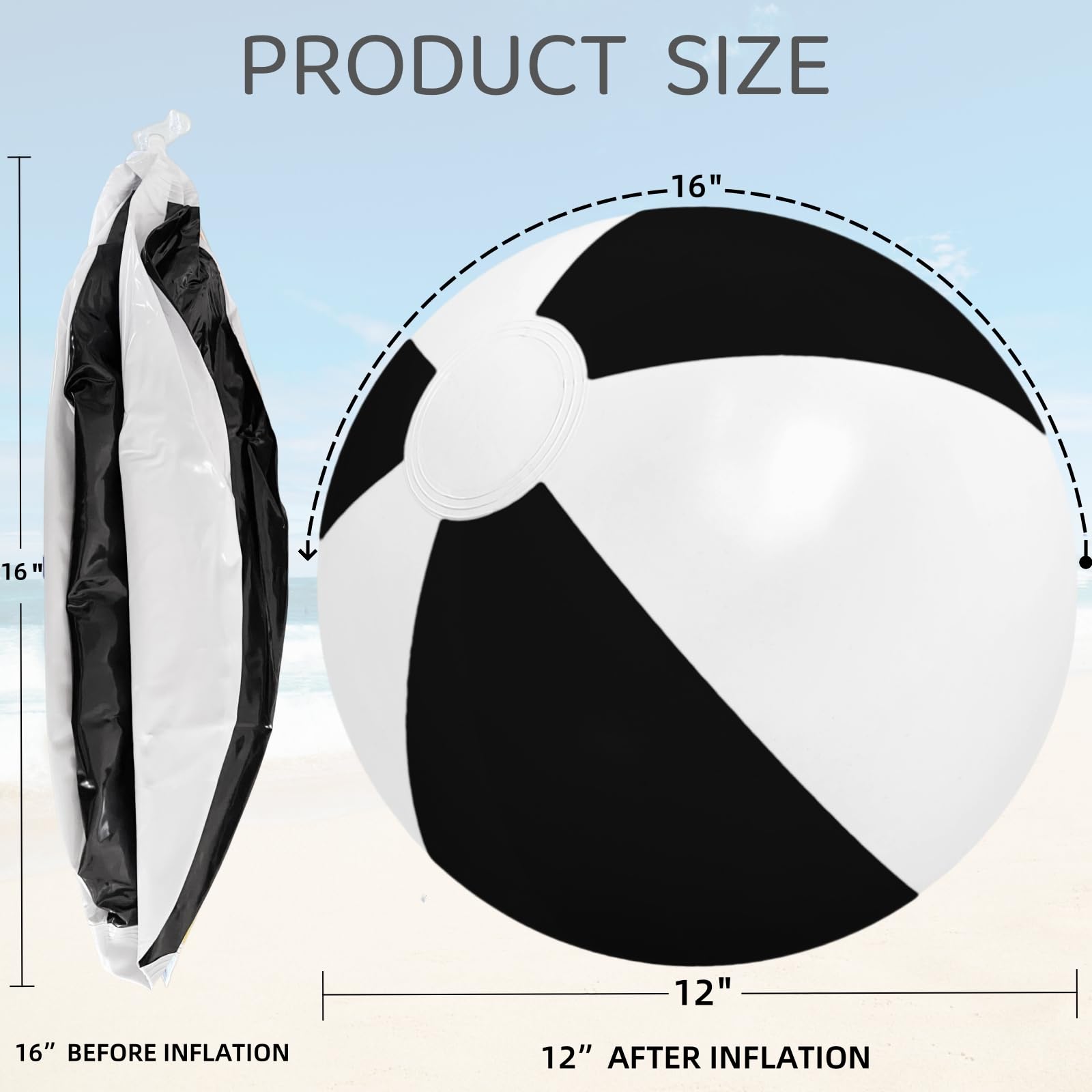 Snapklik.com : 12 Inch Beach Balls Bulk, 6 Pack Black White Color ...