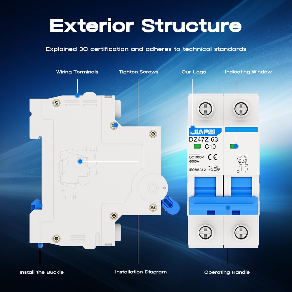 Snapklik.com : DC Miniature Circuit Breaker, 1000V 2 Pole 10 Amp ...