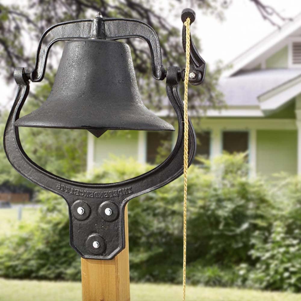 Amazon.com: 14 inch Large Cast Iron Farmhouse Dinner Bell, Outdoor ...